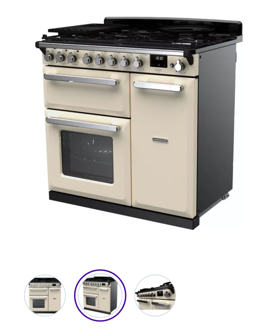 RANGEMASTER Estel Deluxe ESDL90DFPPCR/CM1 90 cm Dual Fuel Range Cooker ...