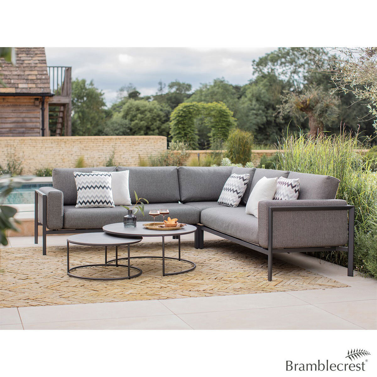 Bramblecrest Brisbane Modular Corner Sofa Patio Set with Duo Nested Co ...
